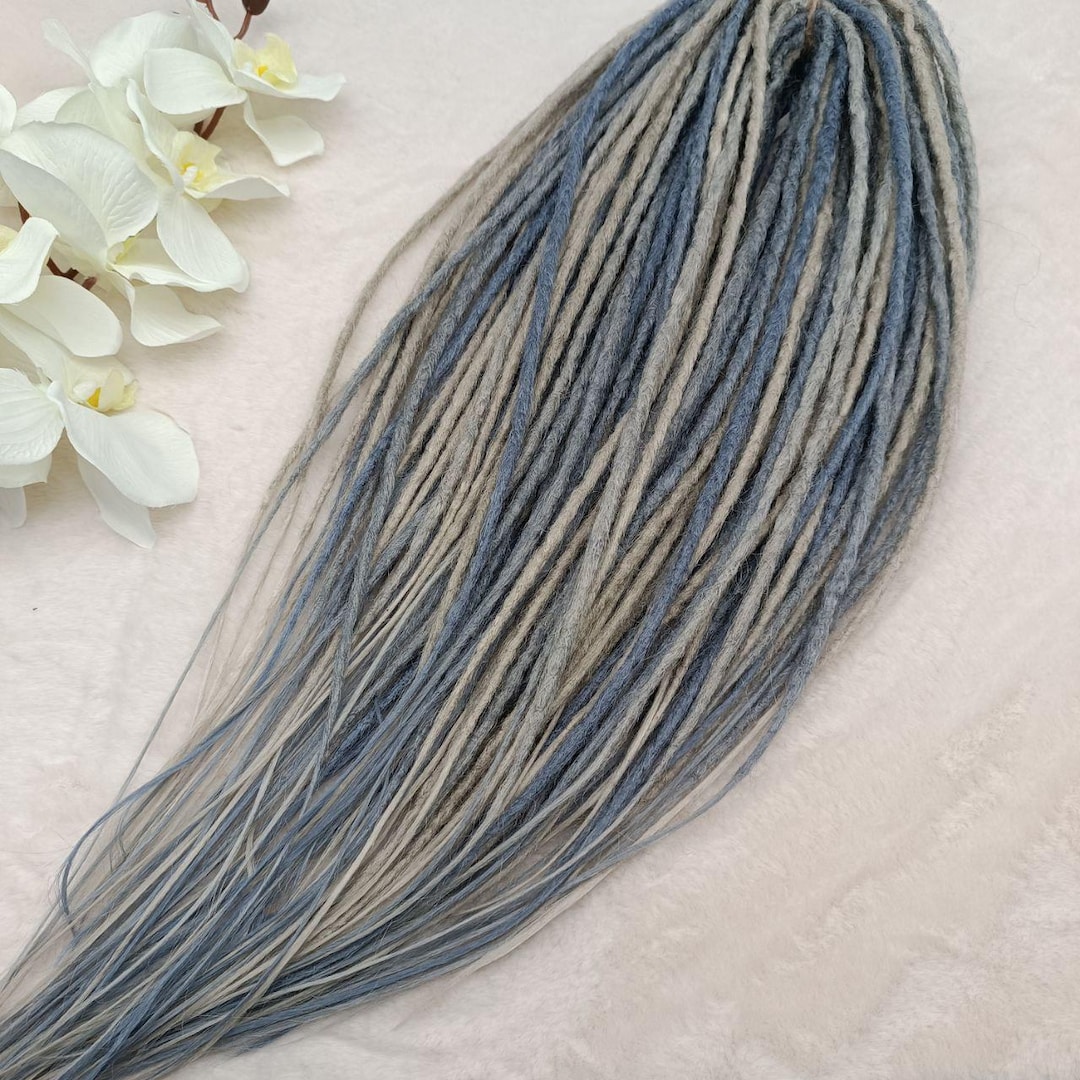 Crochet Dirty Gray and Pale Blue Dreadlocks Extensions. Natural Look ...