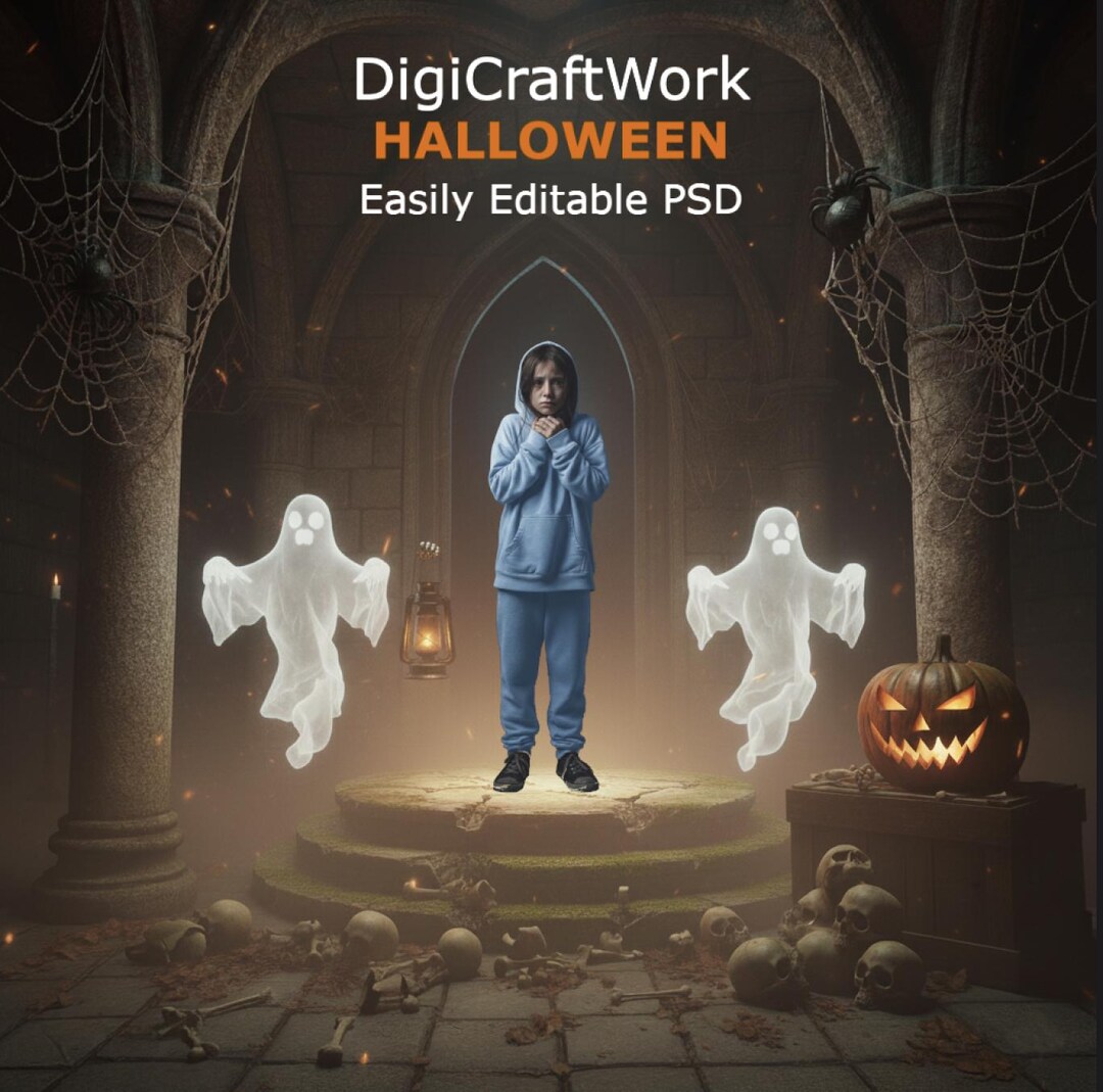 Halloween Ghost, Ghosts, PSD Halloween, Editable Halloween Background ...