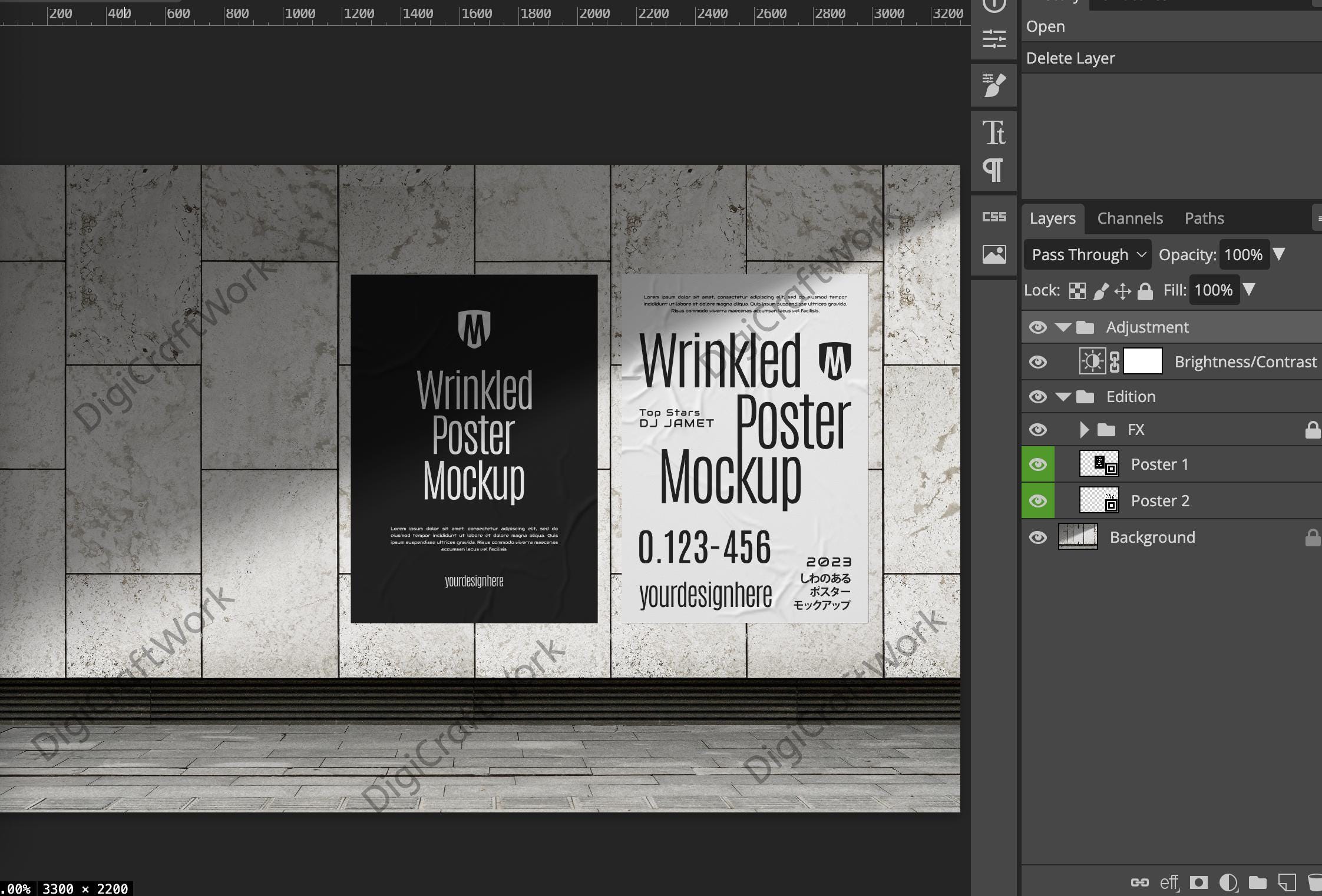 Wrinkled Poster Mockup, Poster, Photoshop, Mockup, Psd, Wrinkled, Edit ...