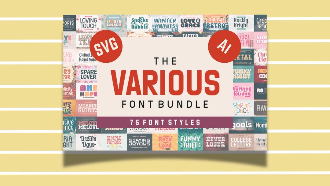The Various Font Bundle | Procreate Prints| Vintage Canva Fonts| Cricut ...