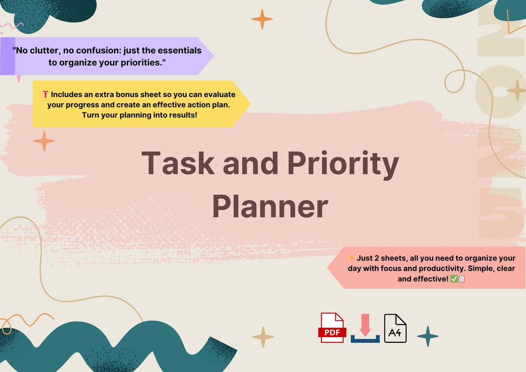 Task Priority Planner | Daily & Weekly Agenda | Productivity Planner ...
