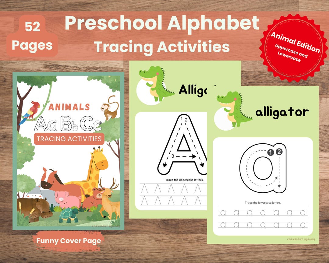 Animal Alphabet Tracing Workbook A-Z: Preschool Writing Practice (PDF ...