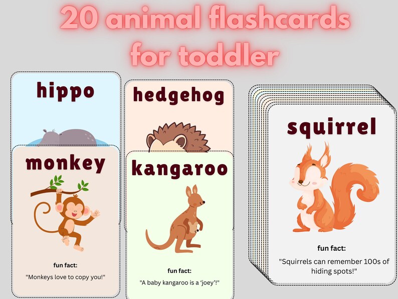 Printable Animal Flashcards for Toddlers | Homeschool Learning (PDF ...
