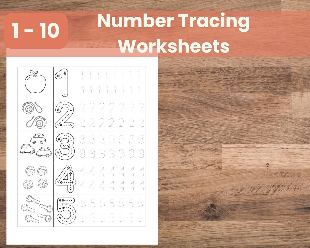 Number Tracing Worksheets 1-10: Coloring & Handwriting Practice (PDF ...