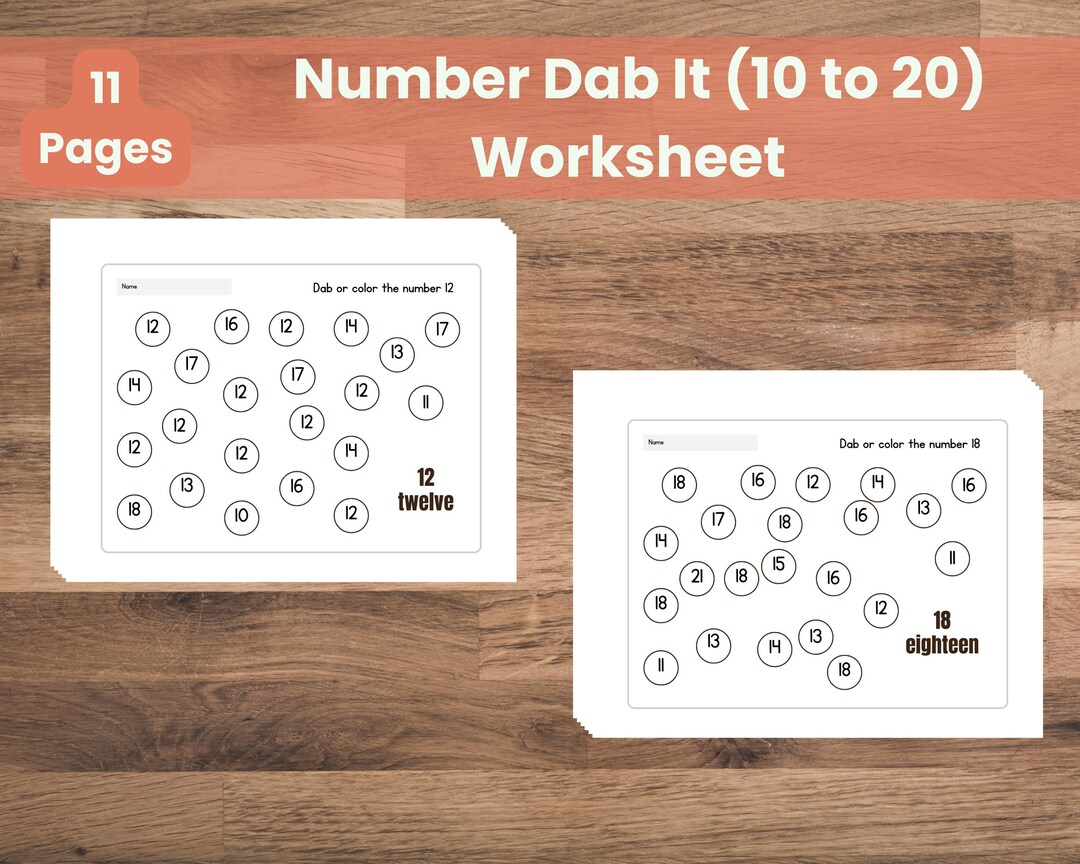 Number Dab 11–20: Preschool Math Activity, Printable Learning Game for ...
