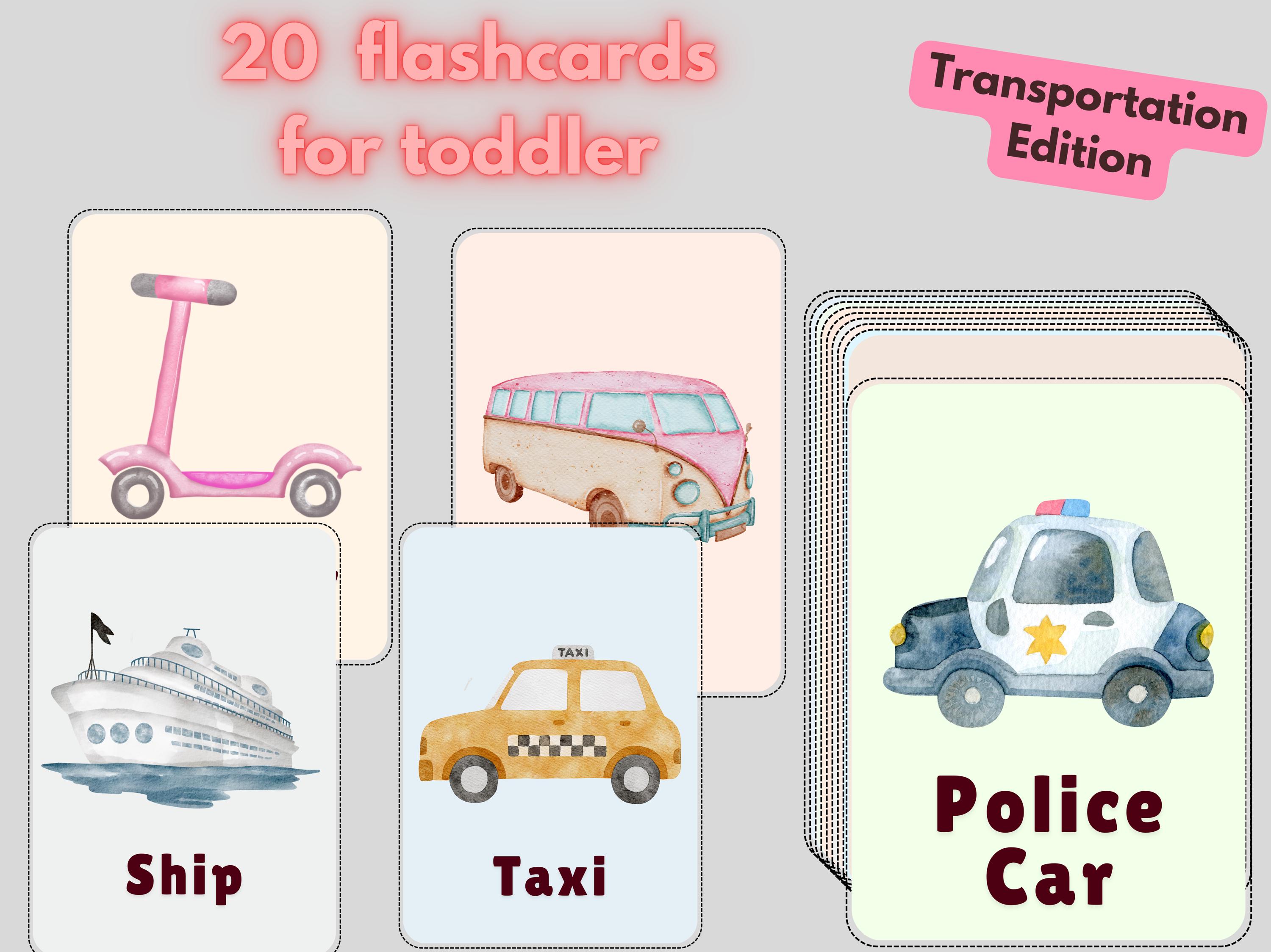 Watercolor Vehicle Flashcards: Retro Learning Cards (PDF & PNG) - Etsy