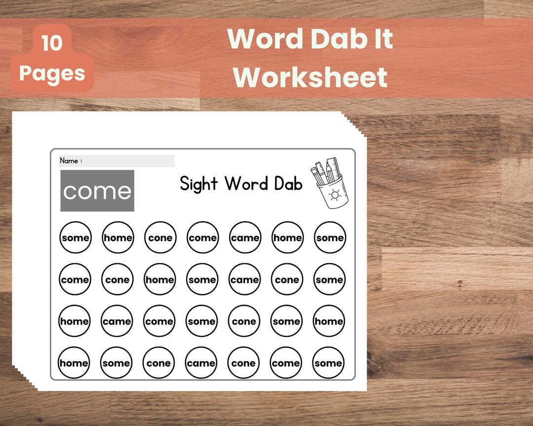 Sight Word Dab Worksheets: Early Literacy Printable (PDF) - Etsy
