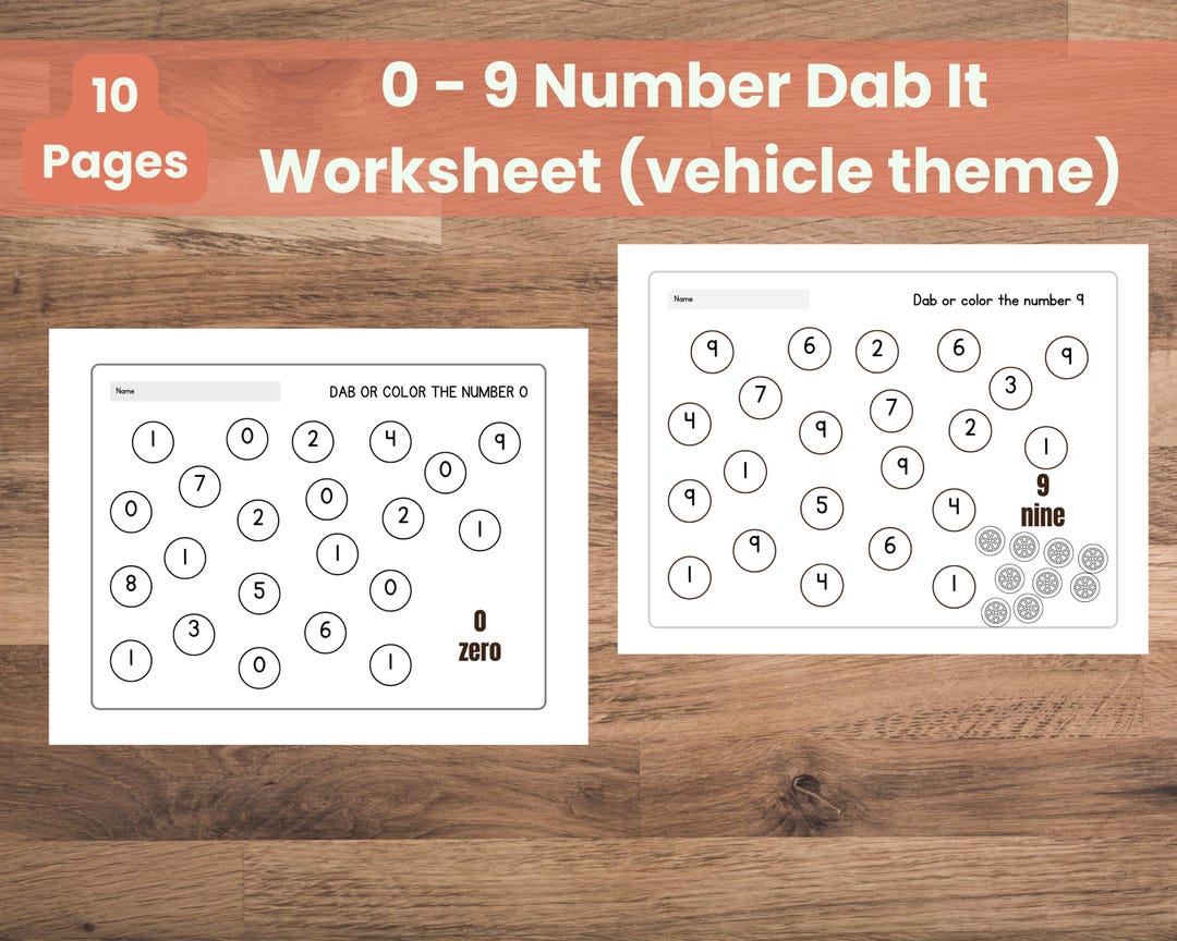 Number Dab Worksheets 0-9 – Kids Math Activity (digital Download) - Etsy