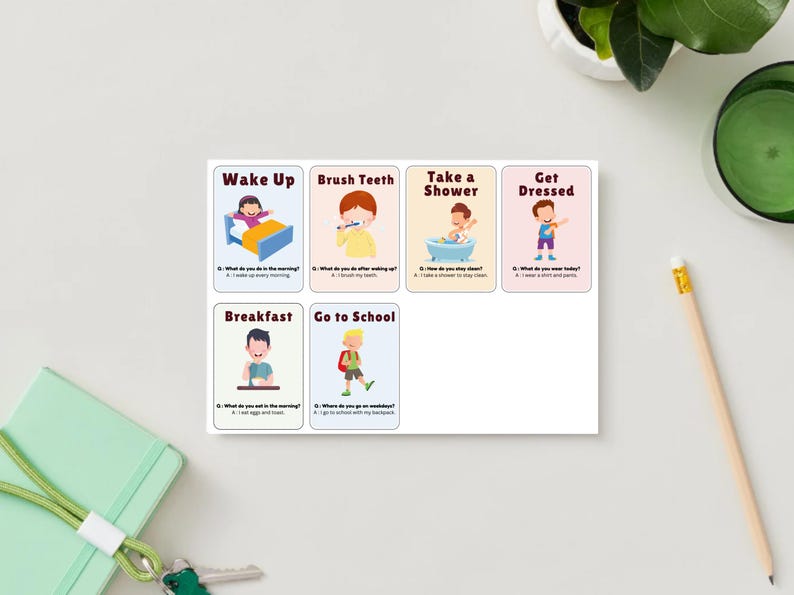 Daily Routine Flashcards for Kids – Morning Activities – Printable ...