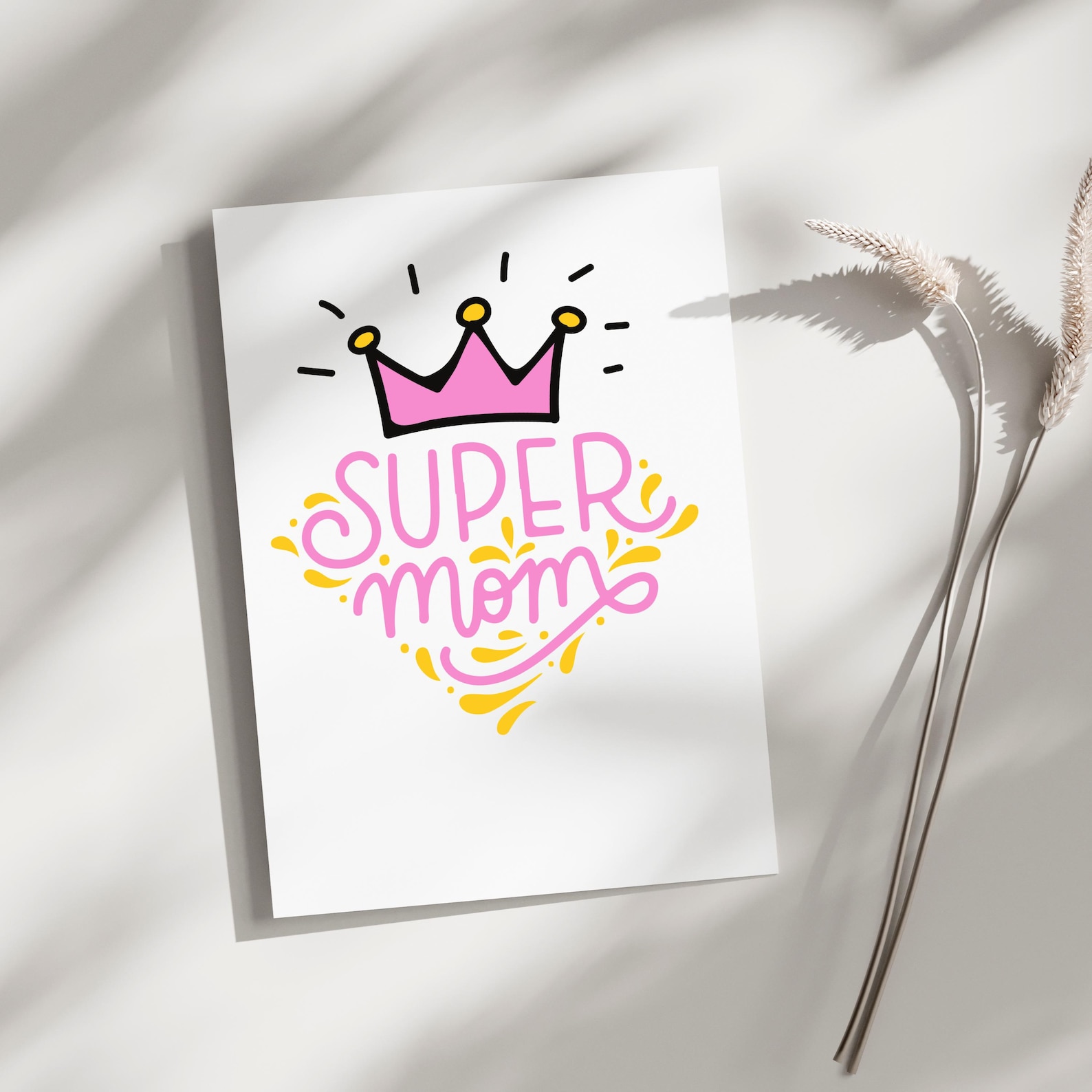 Super Mom Wall Art - Mother's Day Printable Poster, Cute Pink Crown ...