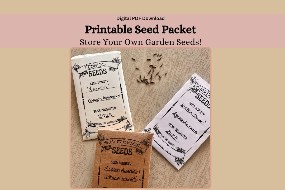 Seed Packet Printable, Print Your Own Seed Packet, Garden Seed Storage ...