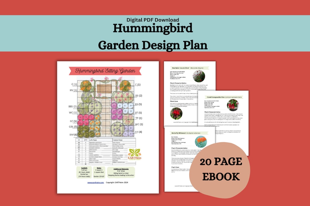 Garden Design Plan Hummingbird Garden. Digital Garden Design Plan ...
