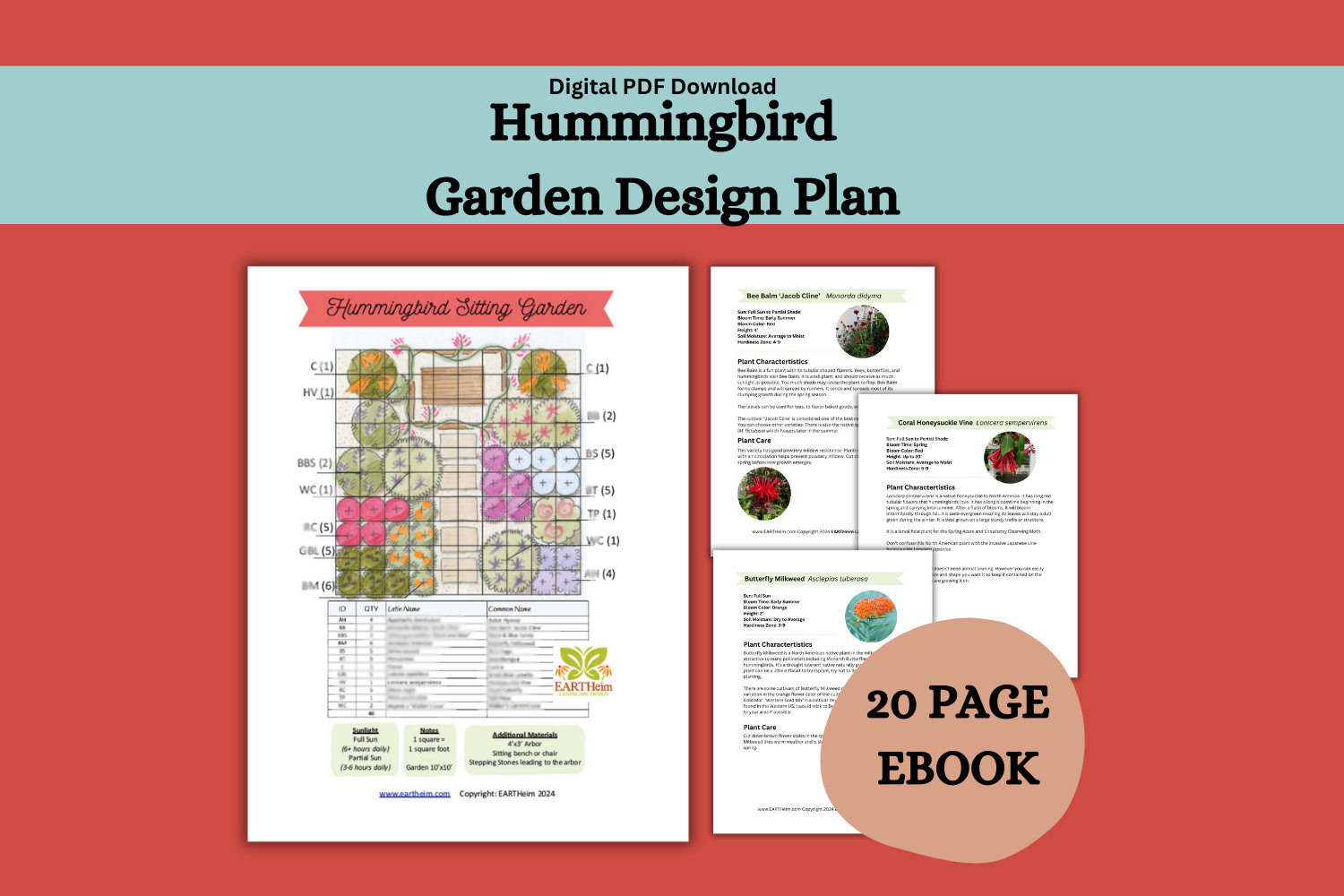 Garden Design Plan Hummingbird Garden. Digital Garden Design Plan ...