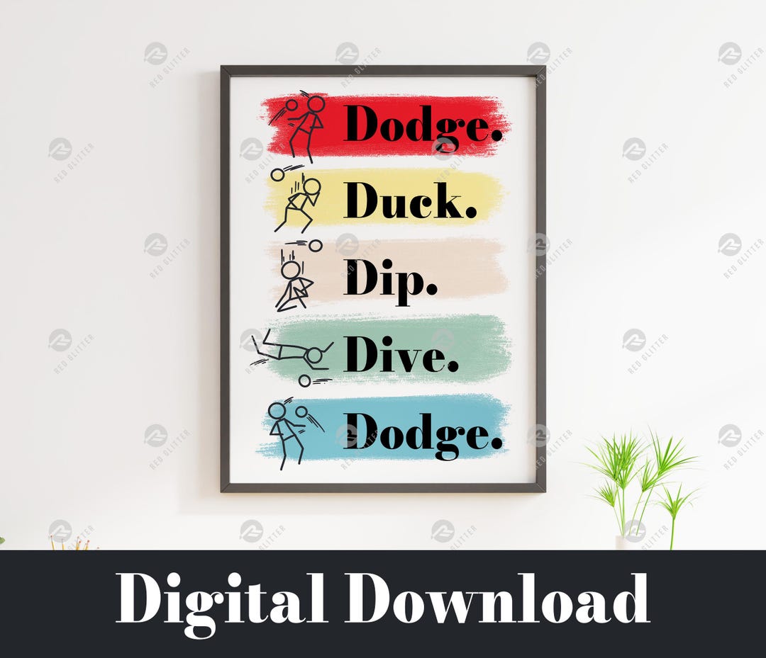 Dodgeball Stick Figure Wall Art | Hand Drawn | Printable Digital ...