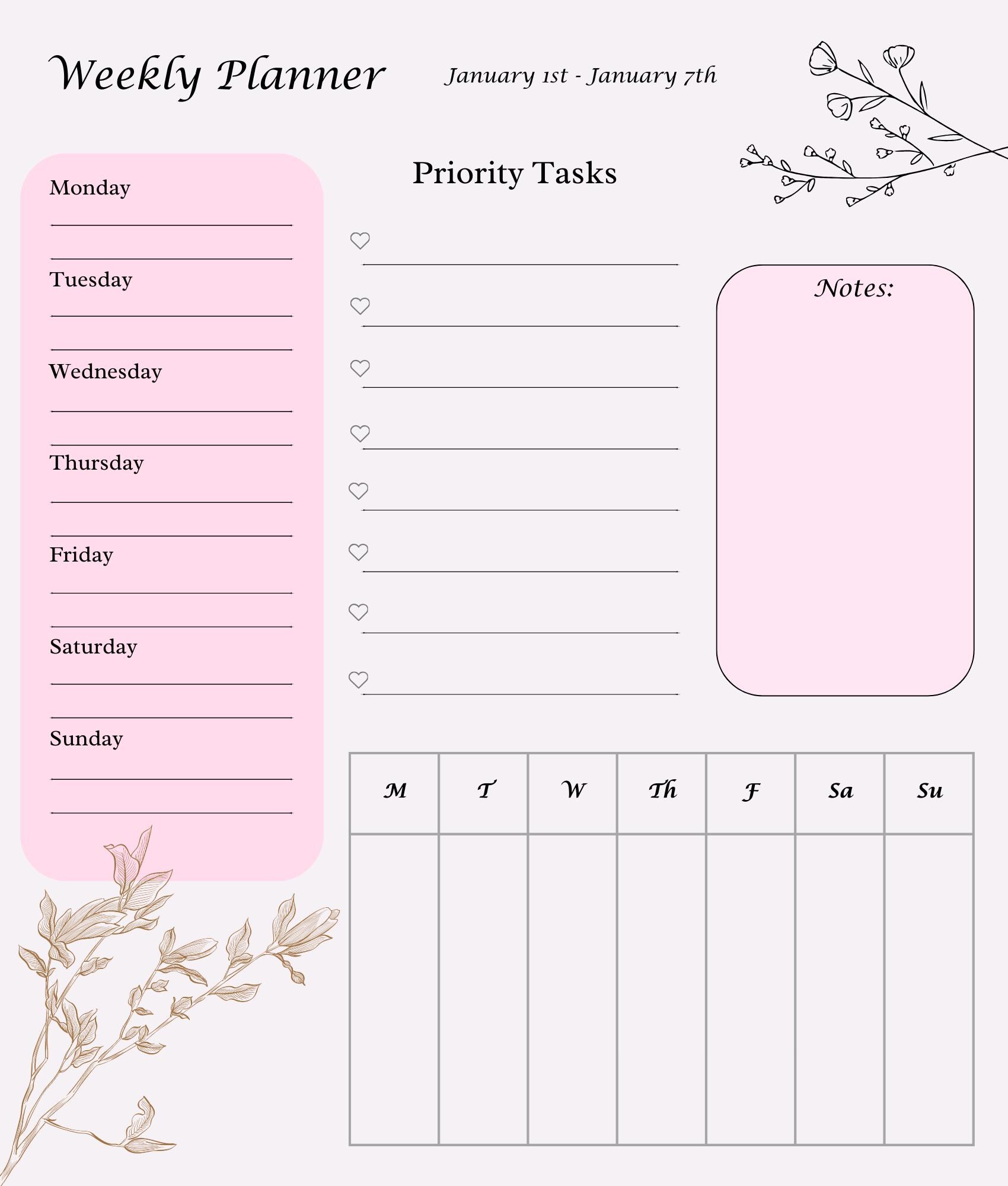 Cute Weekly Planner - Etsy