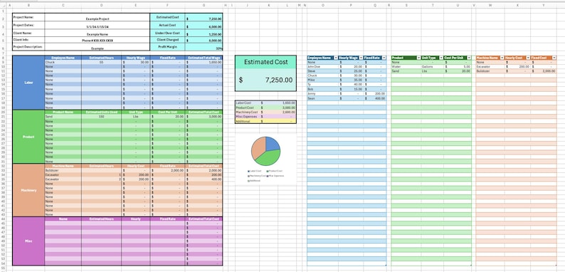 Job Costing Spreadsheet Template for Excel | Project Cost Tracker ...
