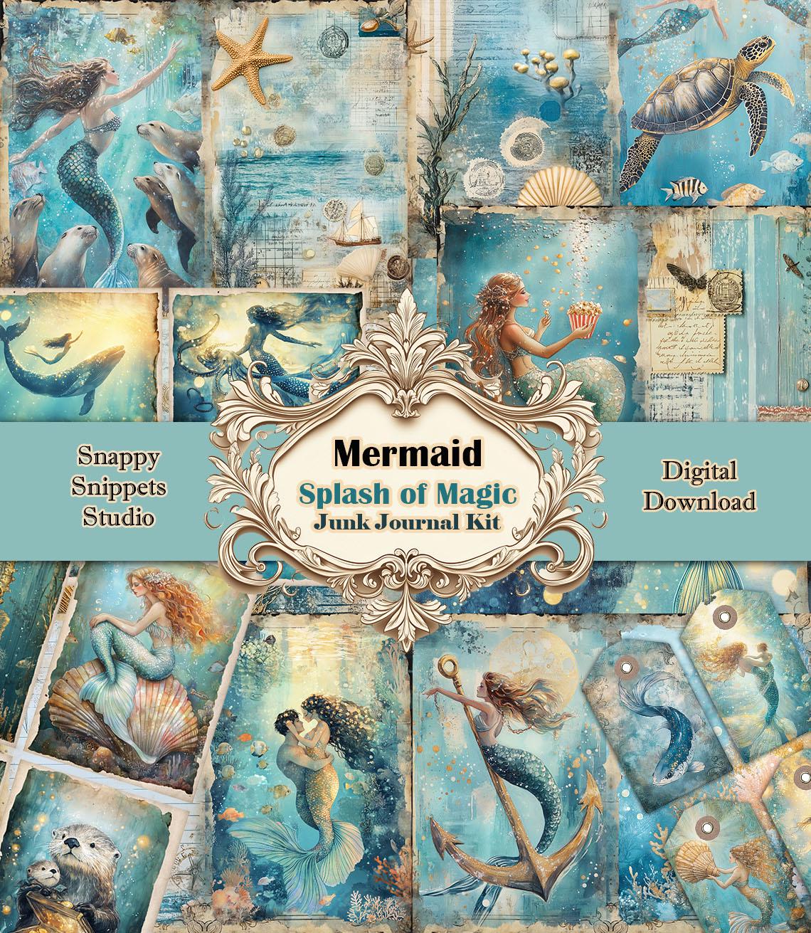 Mermaid Junk Journal, Digital Download Kit, Ocean-themed Printable ...