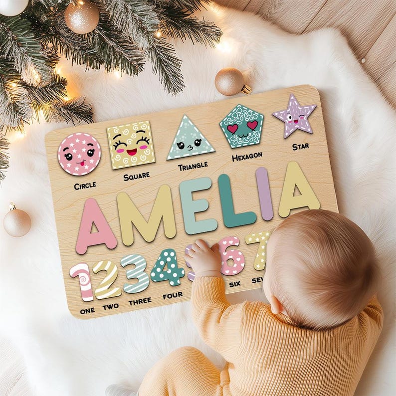 Personalized Wooden Name Puzzle Gift for Boys & Girls, Custom Baby ...