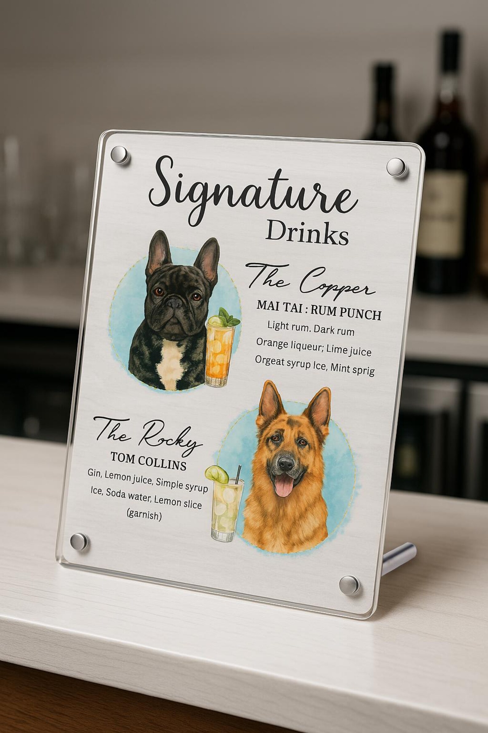 Custom Dog Signature Drink Sign – Personalized Wedding Bar Menu With ...