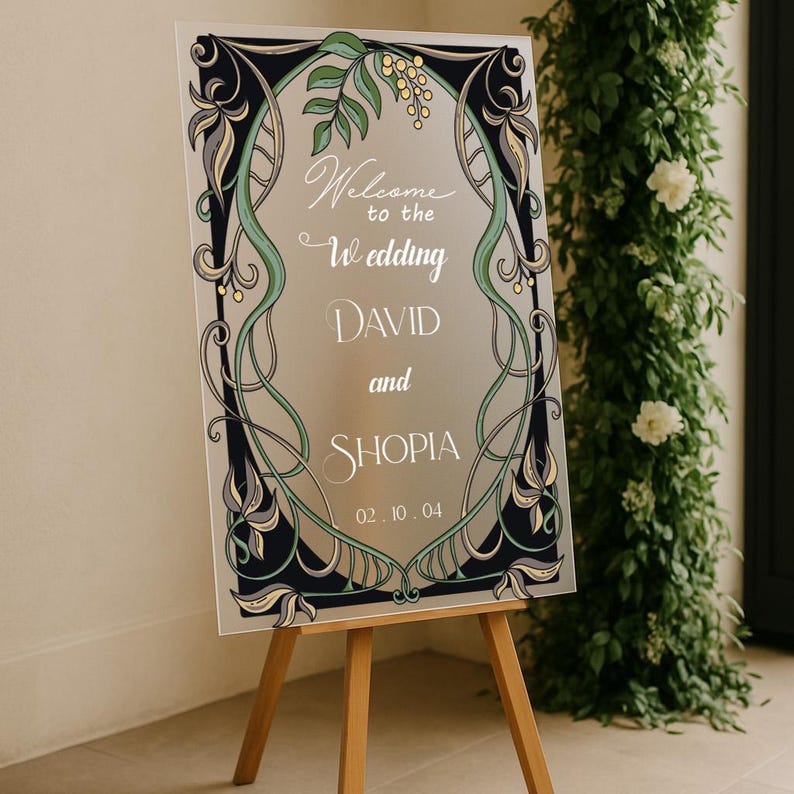 Custom Acrylic Stained Glass Welcome Sign – Personalized Wedding ...