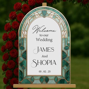 Custom Stained Glass Wedding Welcome Sign–personalized Acrylic Wedding ...