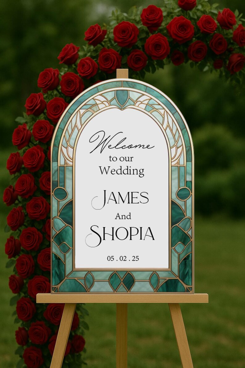 Custom Stained Glass Wedding Welcome Sign–personalized Acrylic Wedding ...