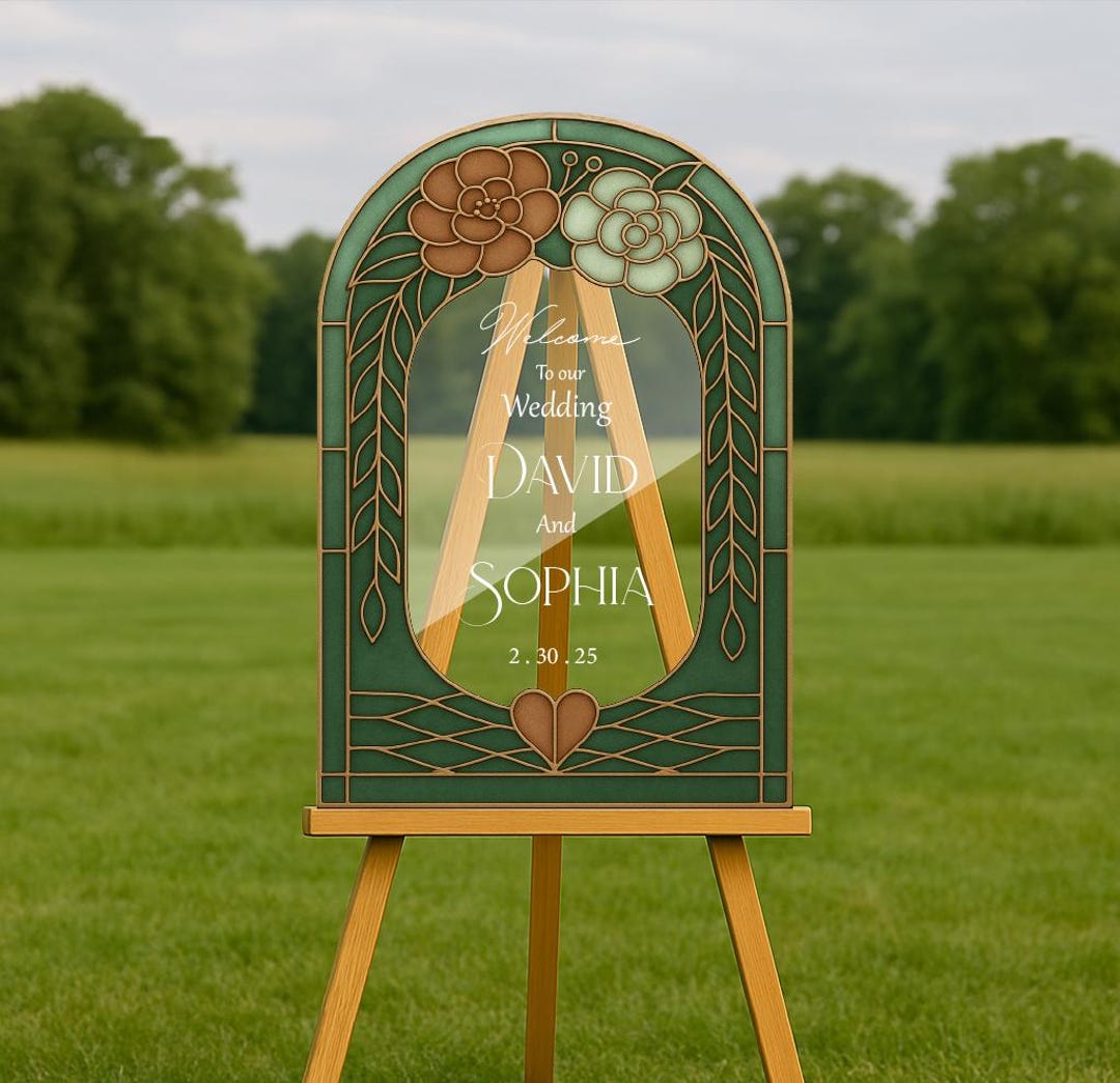 Wedding Sign, Stained Glass Wedding Welcome Sign, Printed Acrylic ...