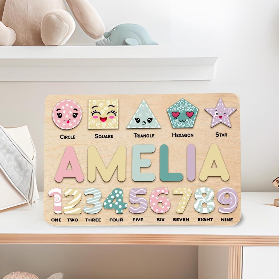 Personalized Wooden Name Puzzle Gift for Boys & Girls, Custom Baby ...