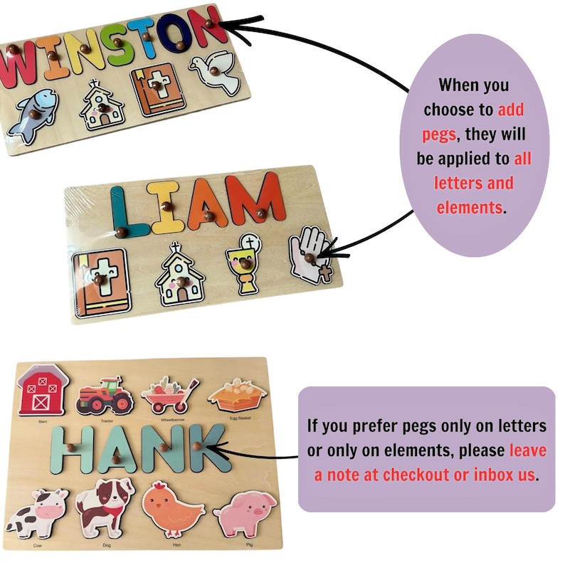 Personalized Wooden Name Puzzle Gift for Boys & Girls, Custom Baby ...