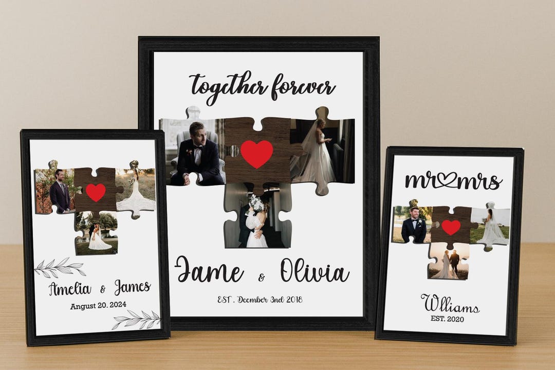Custom Wedding Frame, Personalized Gift for Couple, Engraved Photo ...