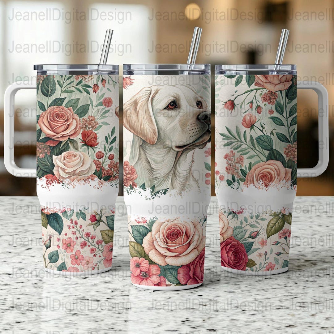 Floral Dog Labrador Tumbler Wrap, 40 Oz Tumbler Wrap, Labrador ...