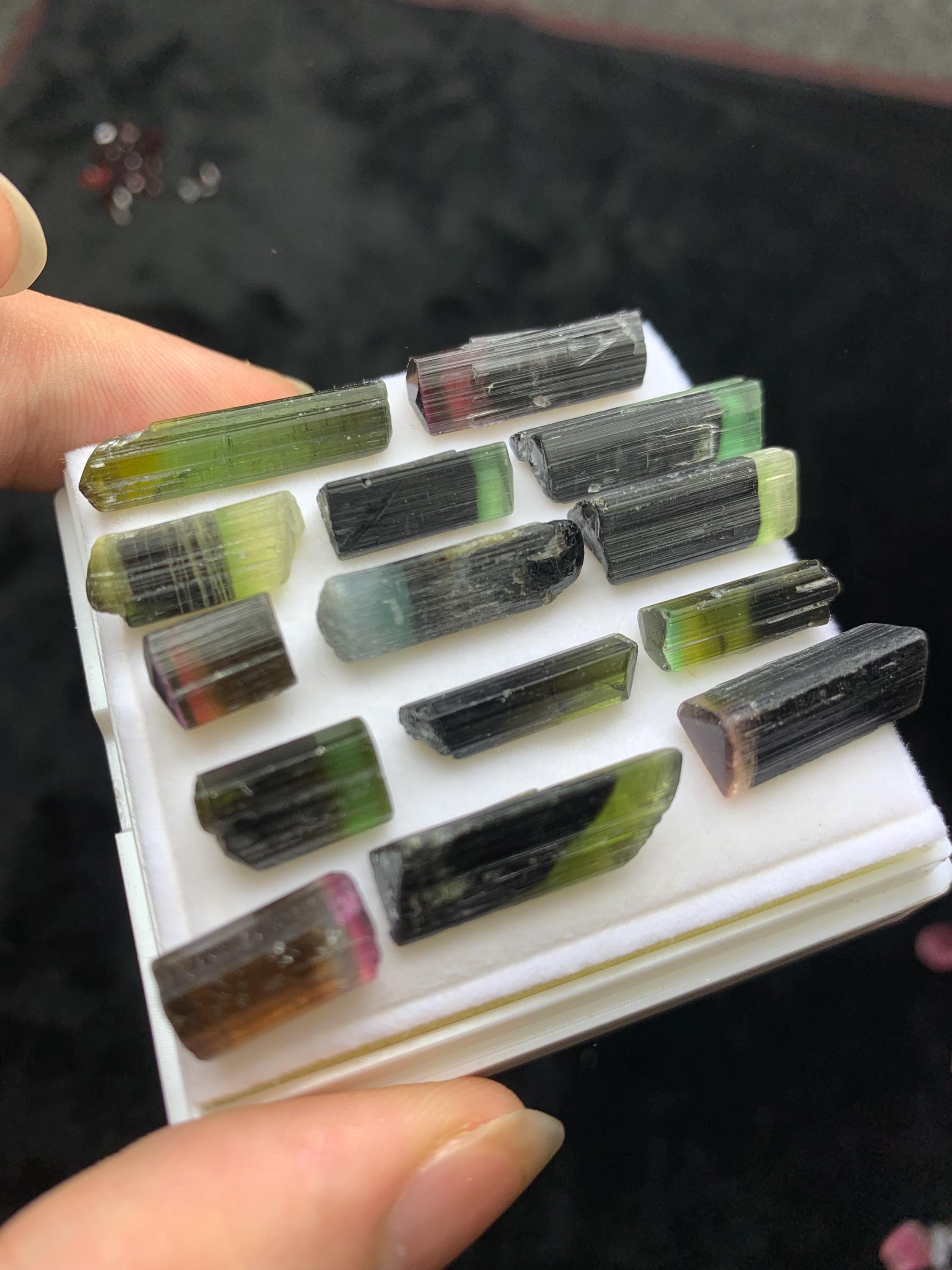 104 Ct Stak Nala Tourmaline Crystals Lot | Bi-color Green Pink Raw ...