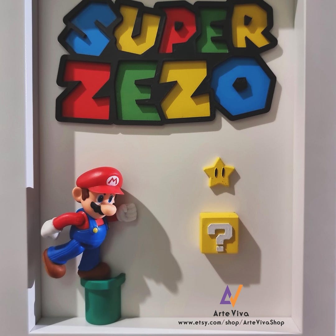 Personalized Super Mario Kids Frame | Custom Name Wall Art | Super ...