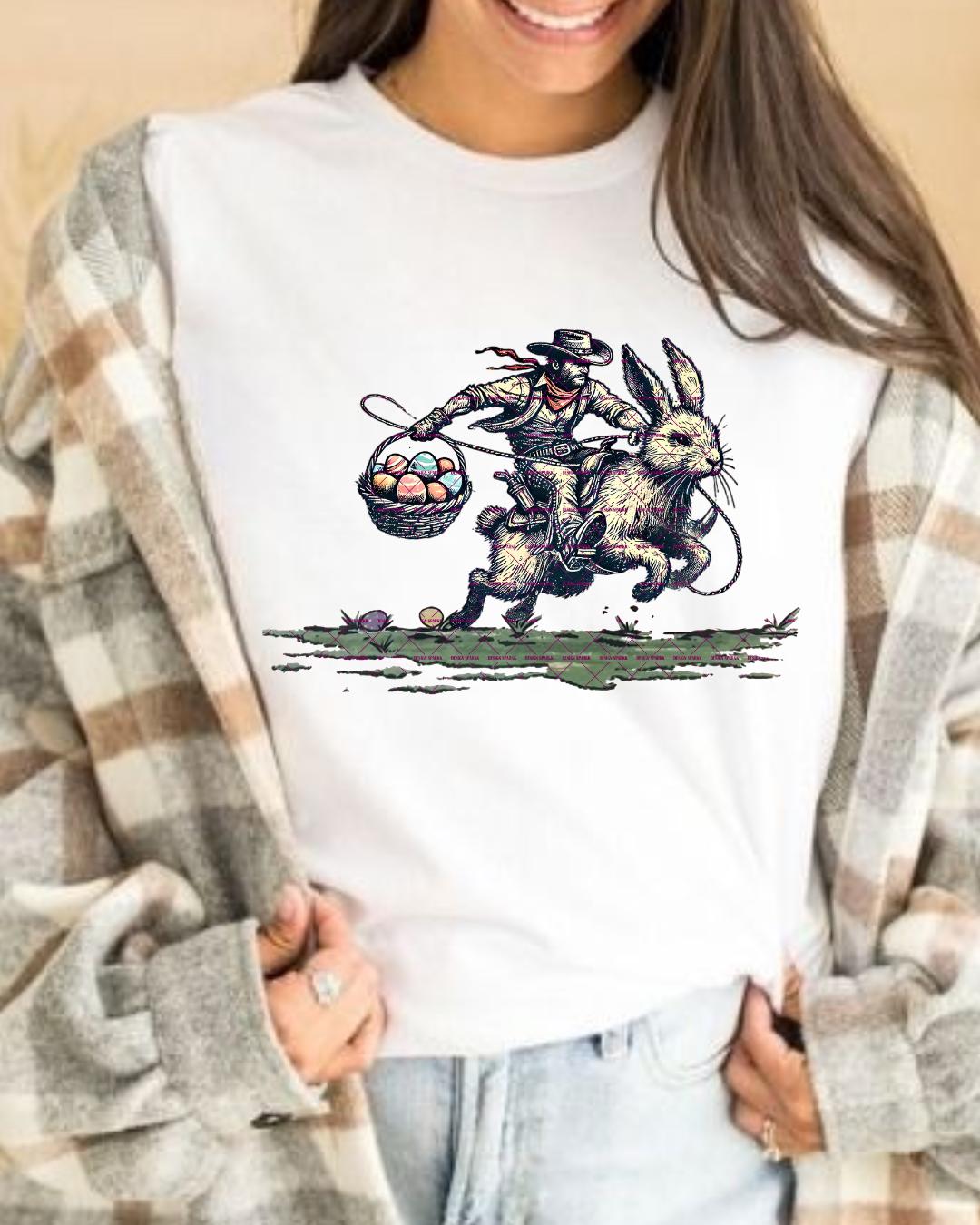 Cowboy Riding Easter Bunny PNG, Western Easter Sublimation, Funny ...