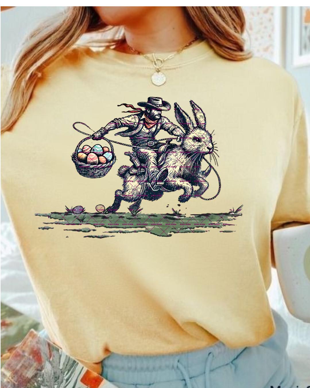 Cowboy Riding Easter Bunny PNG, Western Easter Sublimation, Funny ...