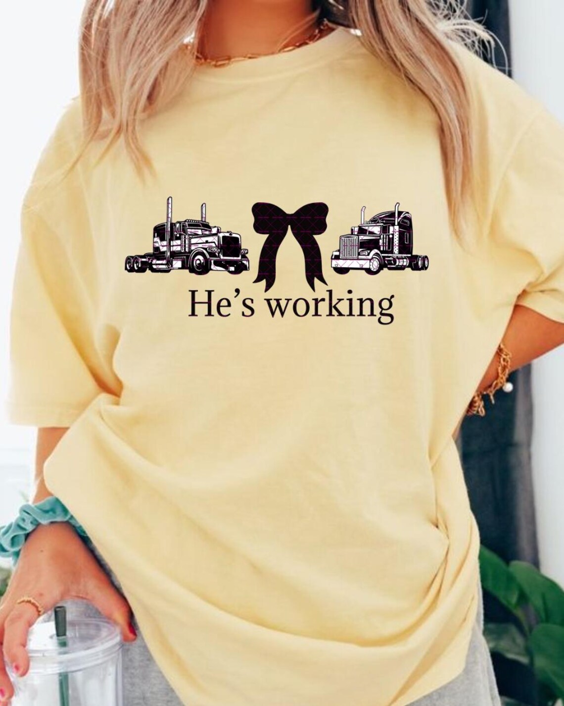 He's Working Truck Driver Png, Trucker Wife Shirt, Long Haul Driver Tee ...