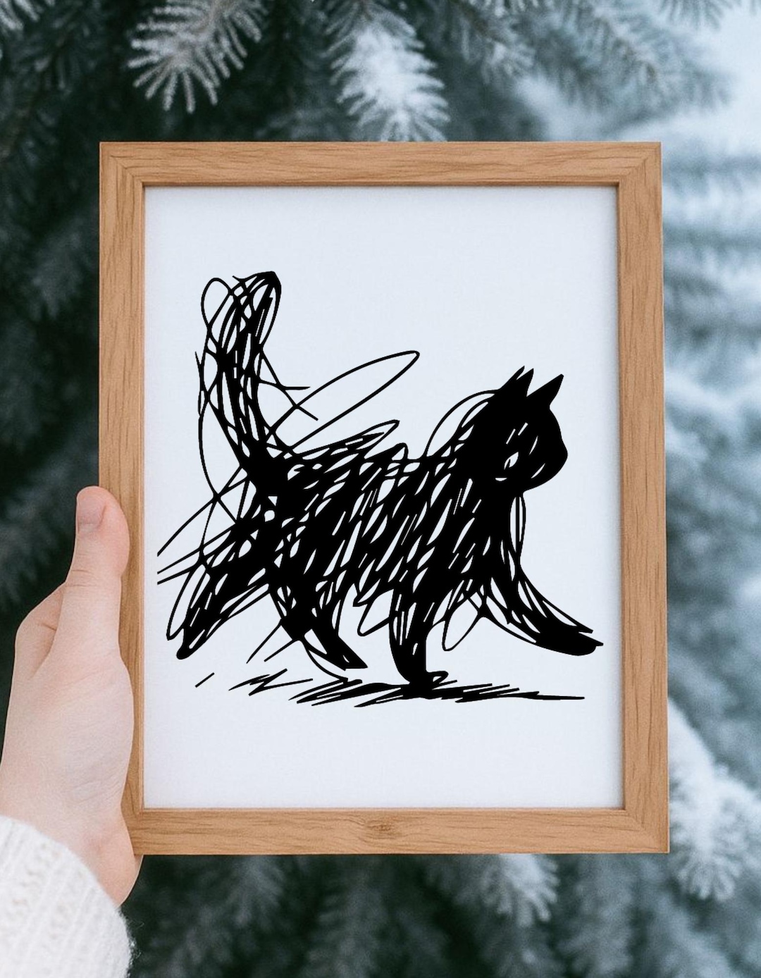 Abstract Scribble Cat SVG PNG, Minimal Line Art Cat Sketch, Modern ...