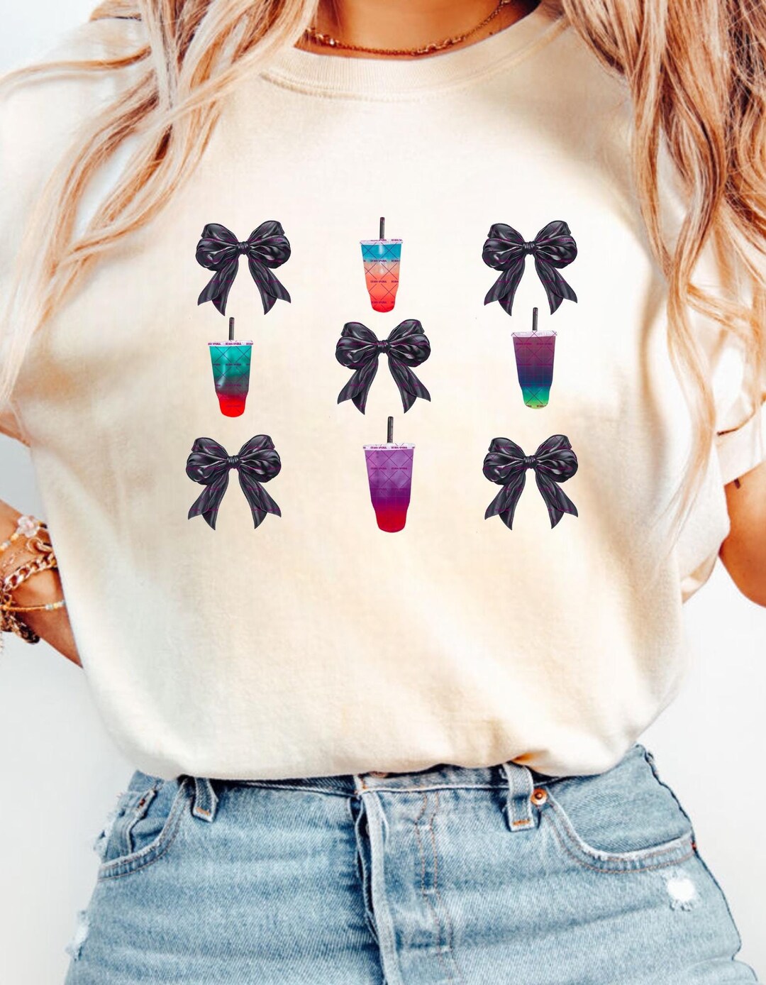 Colorful Aesthetic Boba Tea & Bow Png File, Cute Kawaii Bubble Tea Png ...