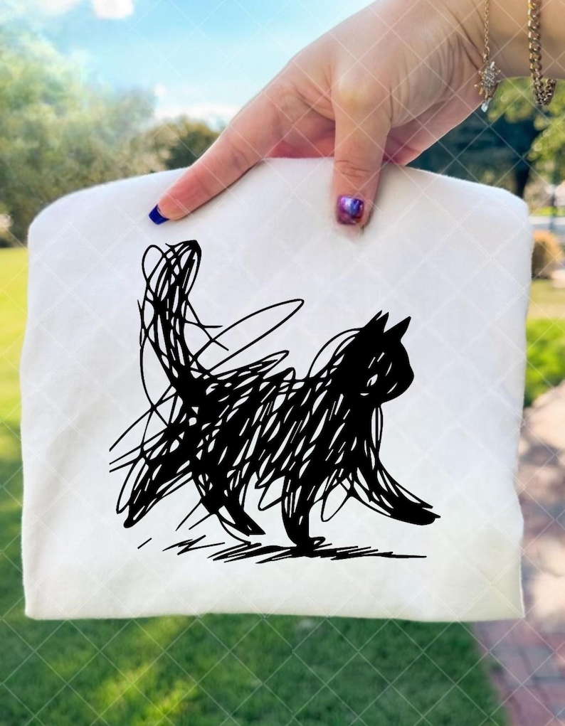 Abstract Scribble Cat SVG PNG, Minimal Line Art Cat Sketch, Modern ...