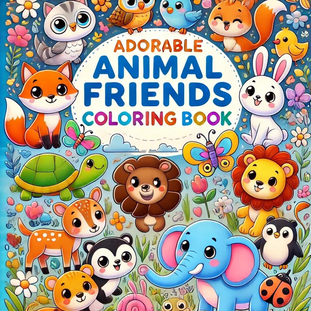 Animal Coloring Book, Cute Wildlife Coloring, Kids Activity Book, Fun ...