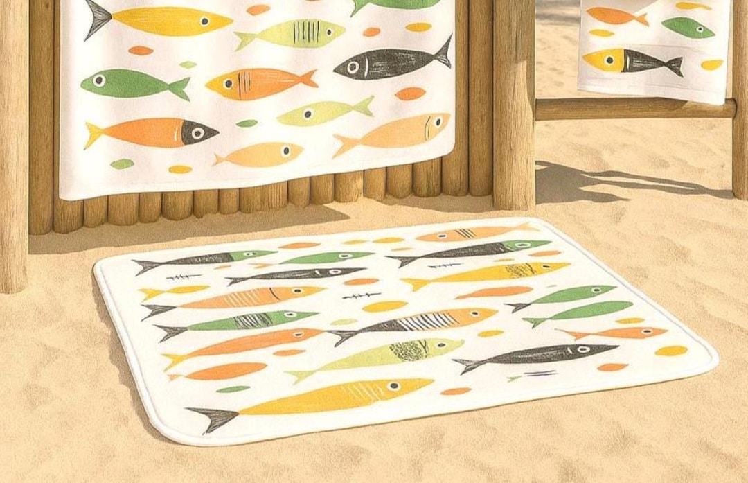Tropical Sardines Bath Mat – Coastal Bathroom Decor, Fisherman Style - Etsy