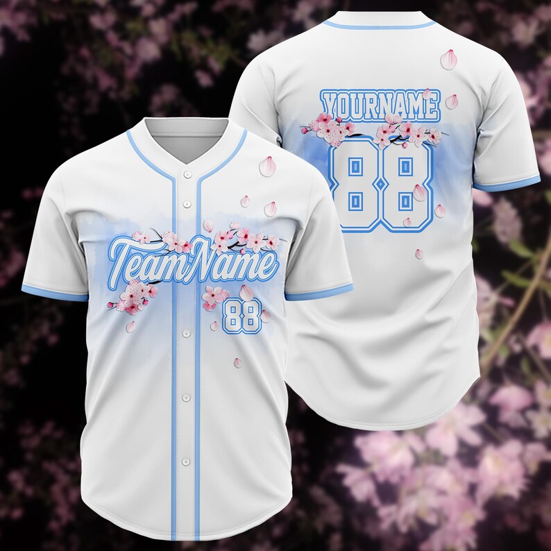 Custom Baseball Jersey for Women | Cherry Blossom Gradient Jersey ...