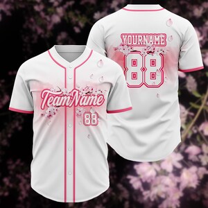 Custom Baseball Jersey for Women | Cherry Blossom Gradient Jersey ...