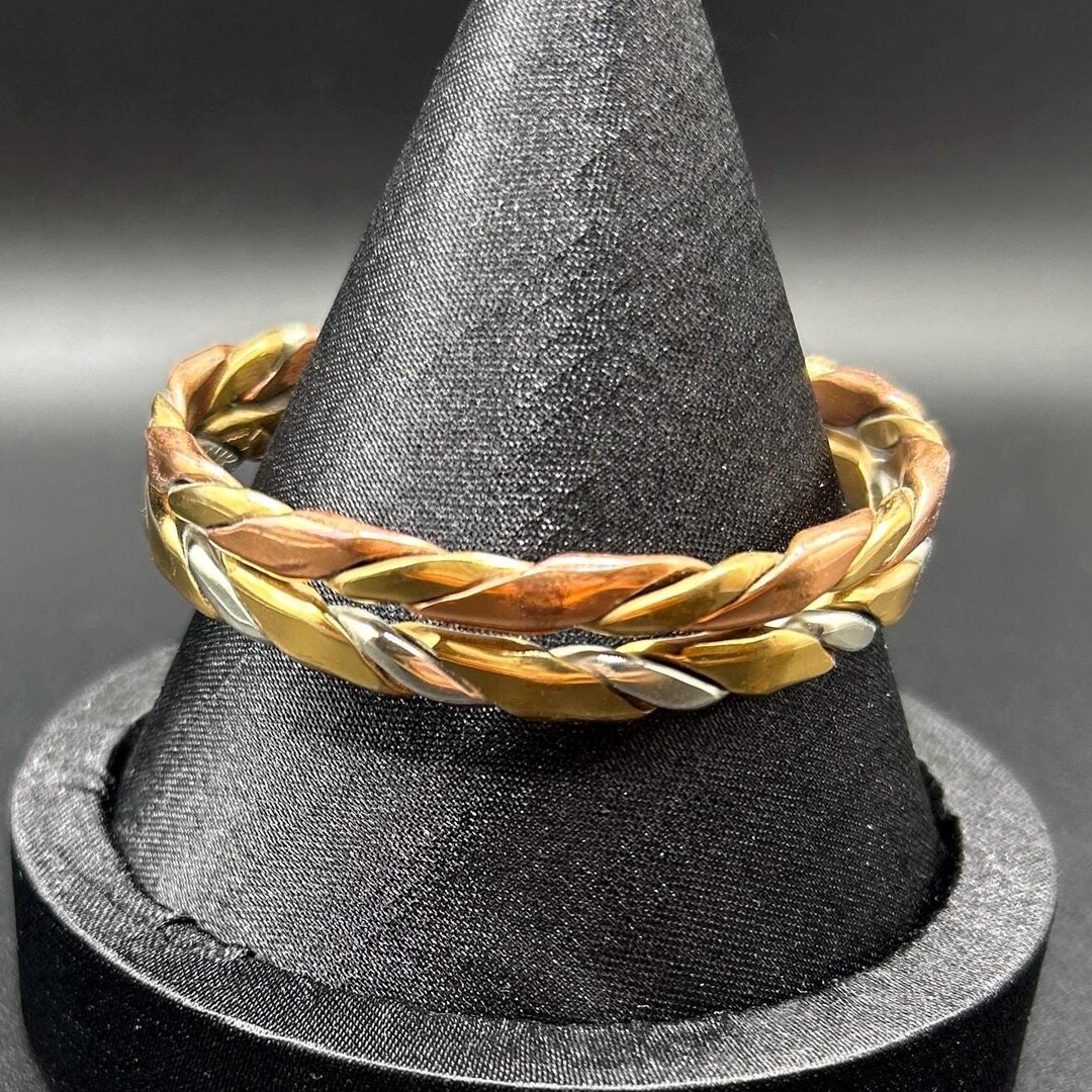 Vintage Sergio Lub Tricolor Braided Cuff Bracelet – Copper, Brass ...