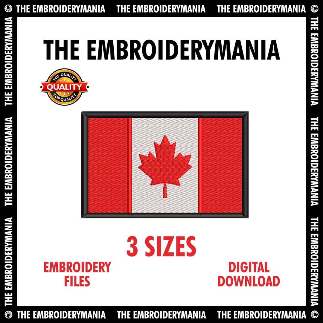 Canada Flag Embroidery Design – Digital Machine Embroidery File (3 ...