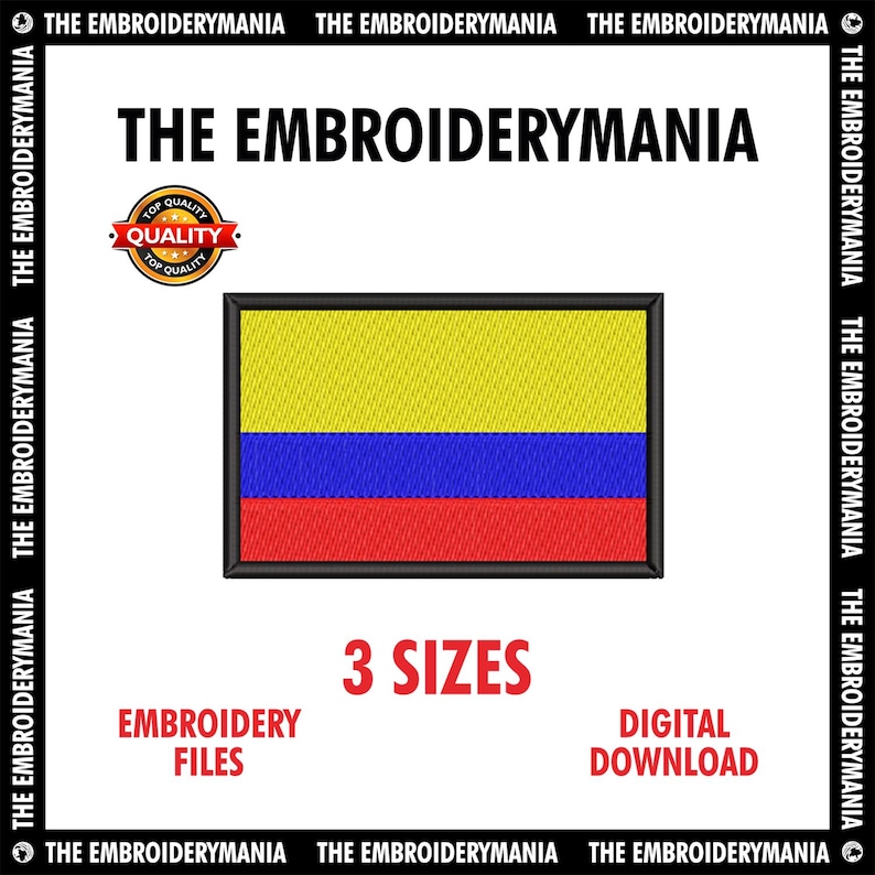 Colombia Flag Embroidery Design – Digital Machine Embroidery File (3 ...