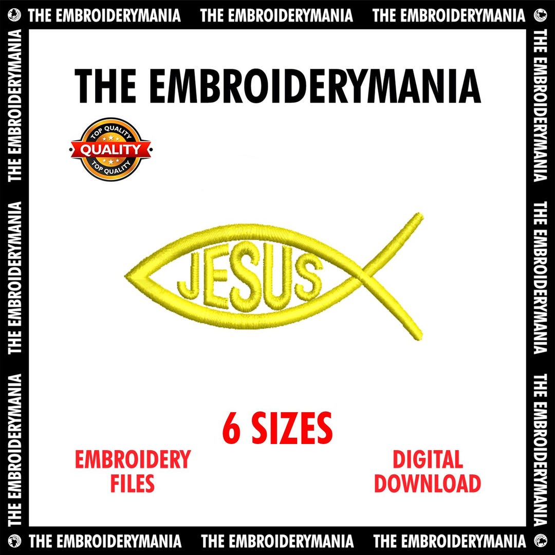 Jesus Fish Embroidery Design: Christian Ichthys Symbol (digital ...