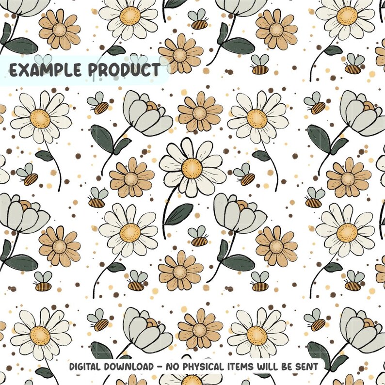 Bee Daisy 20oz Tumbler Wrap PNG | Cottagecore Sublimation Design ...