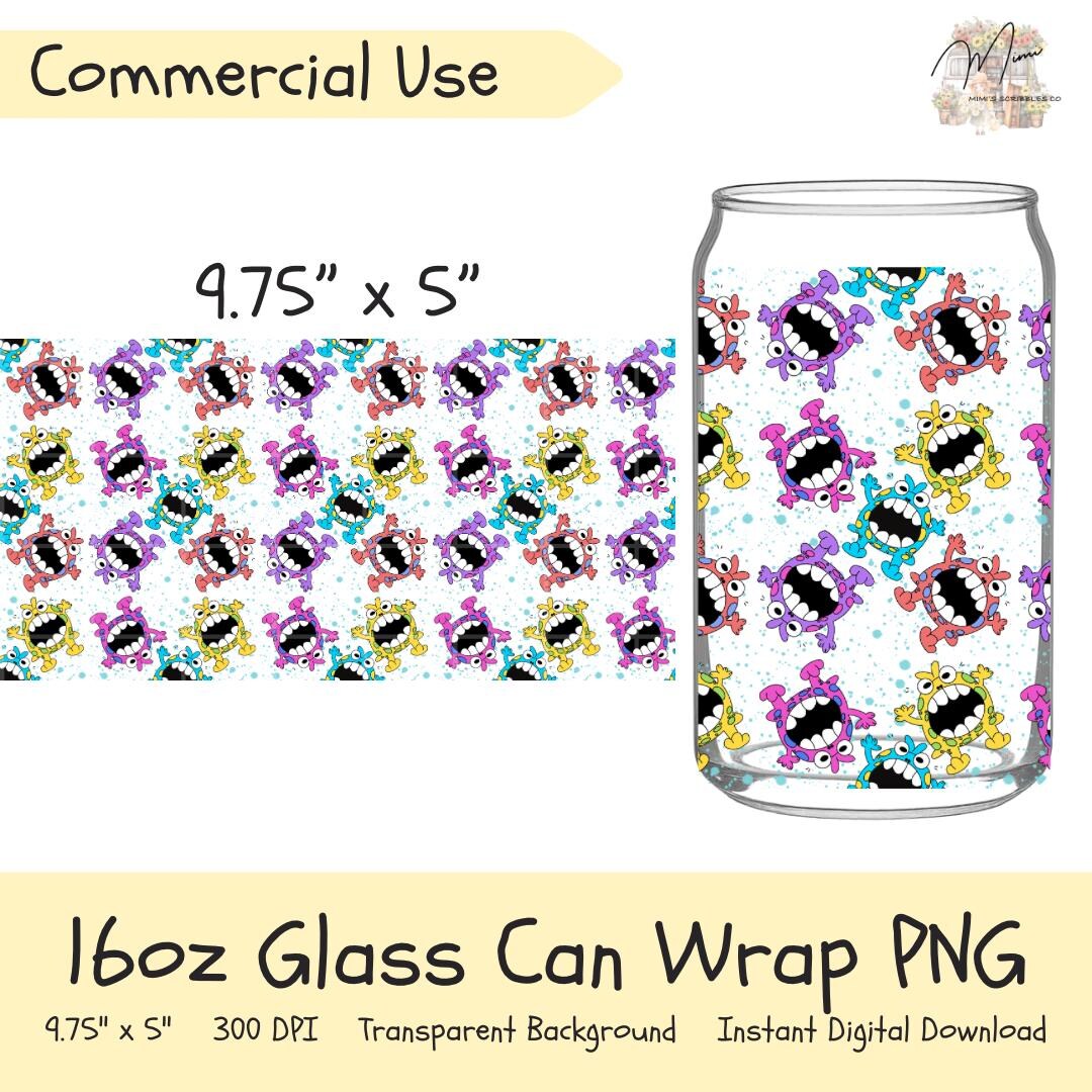 Spotty Monsters Digital File 16oz Glass Can Wrap Transparent PNG UVDTF ...