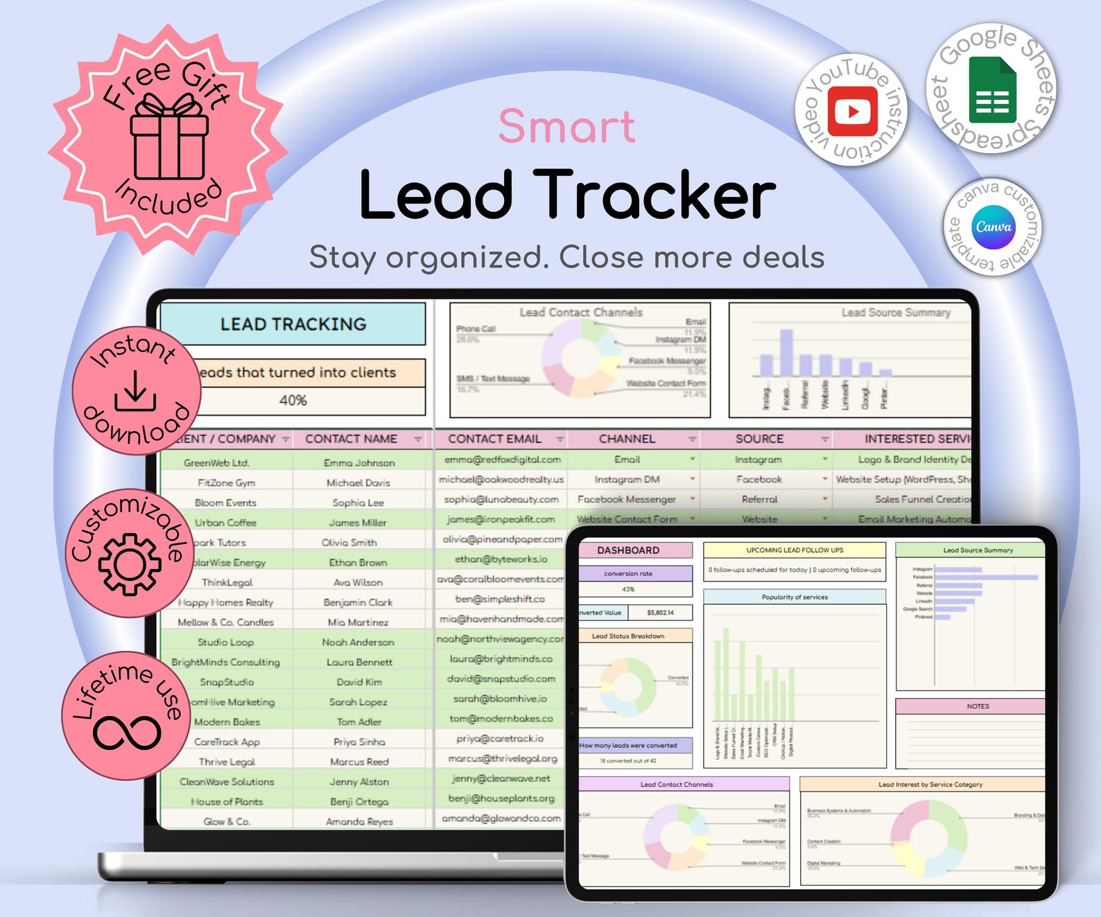 Lead Tracker for Small Business Google Sheets CRM Leads Tracker ...